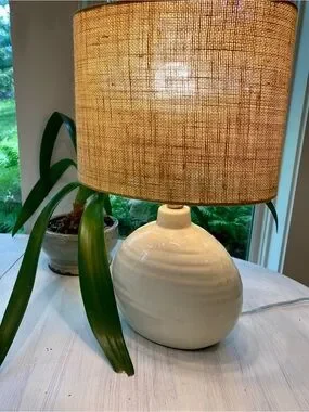 Other | 19 Inch Ceramic Beehive Lamp With Burlap Shade Pottery Look ...